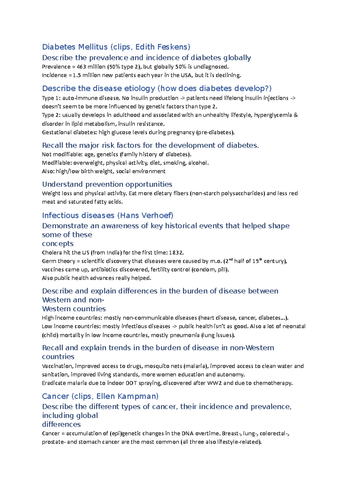 Diseases across the globe notes - Diabetes Mellitus (clips, Edith ...