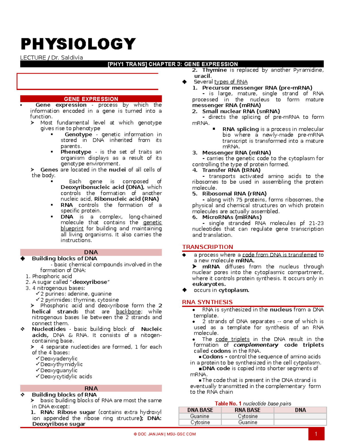 Physiology chapter 3 gene expression guyton and hall trans - PHYSIOLOGY ...