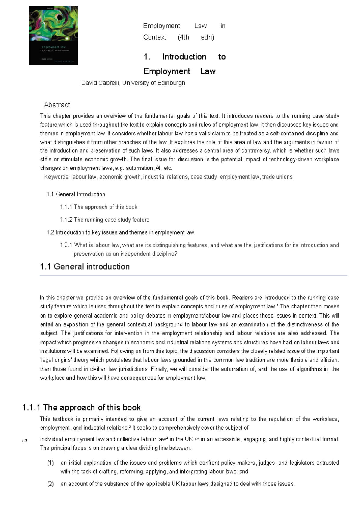 1. Introduction to Employment Law Law Trove Chapter 1 - Employment Law ...