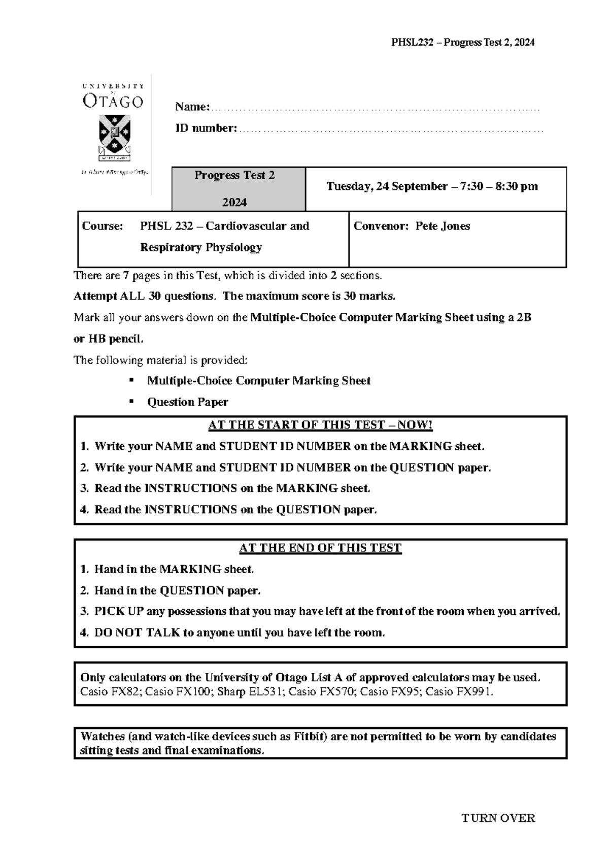 PHSL232 2024 S2 PT2 Script - - Studocu