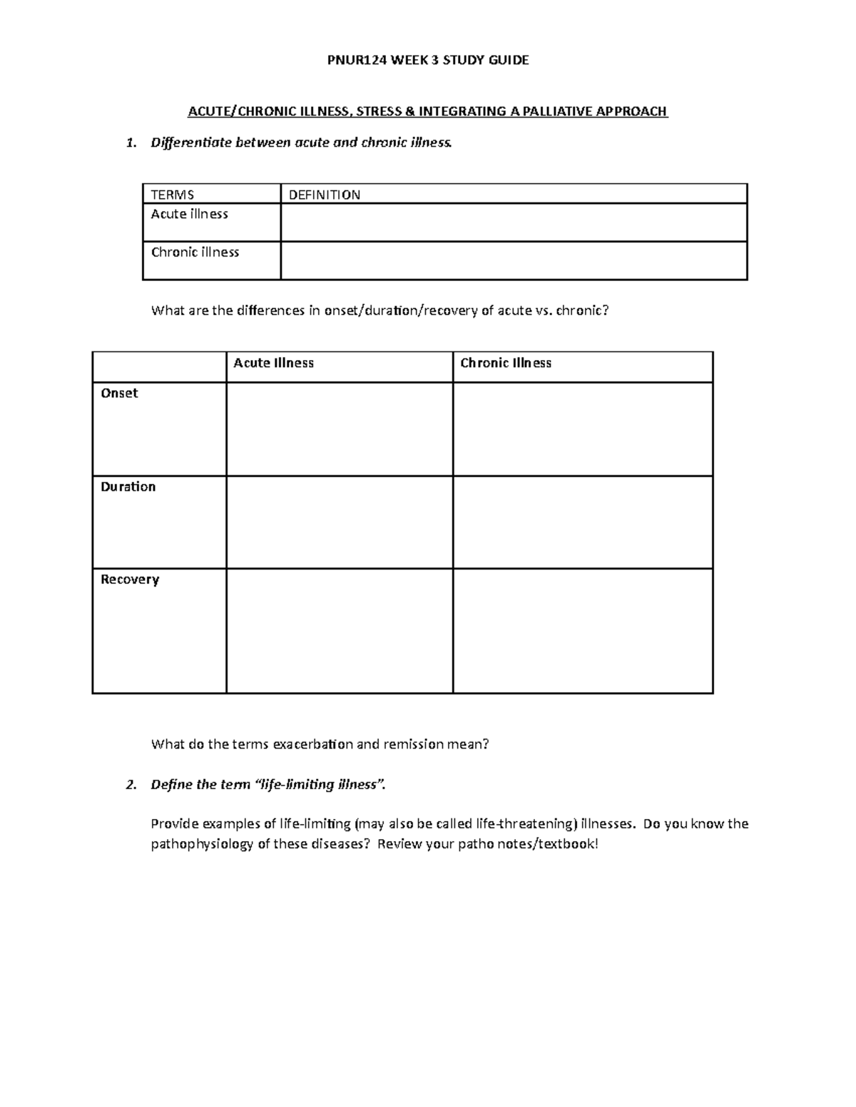 WEEK 3 study guide.Fall2020 Revised - THER 111 - Centennial College ...