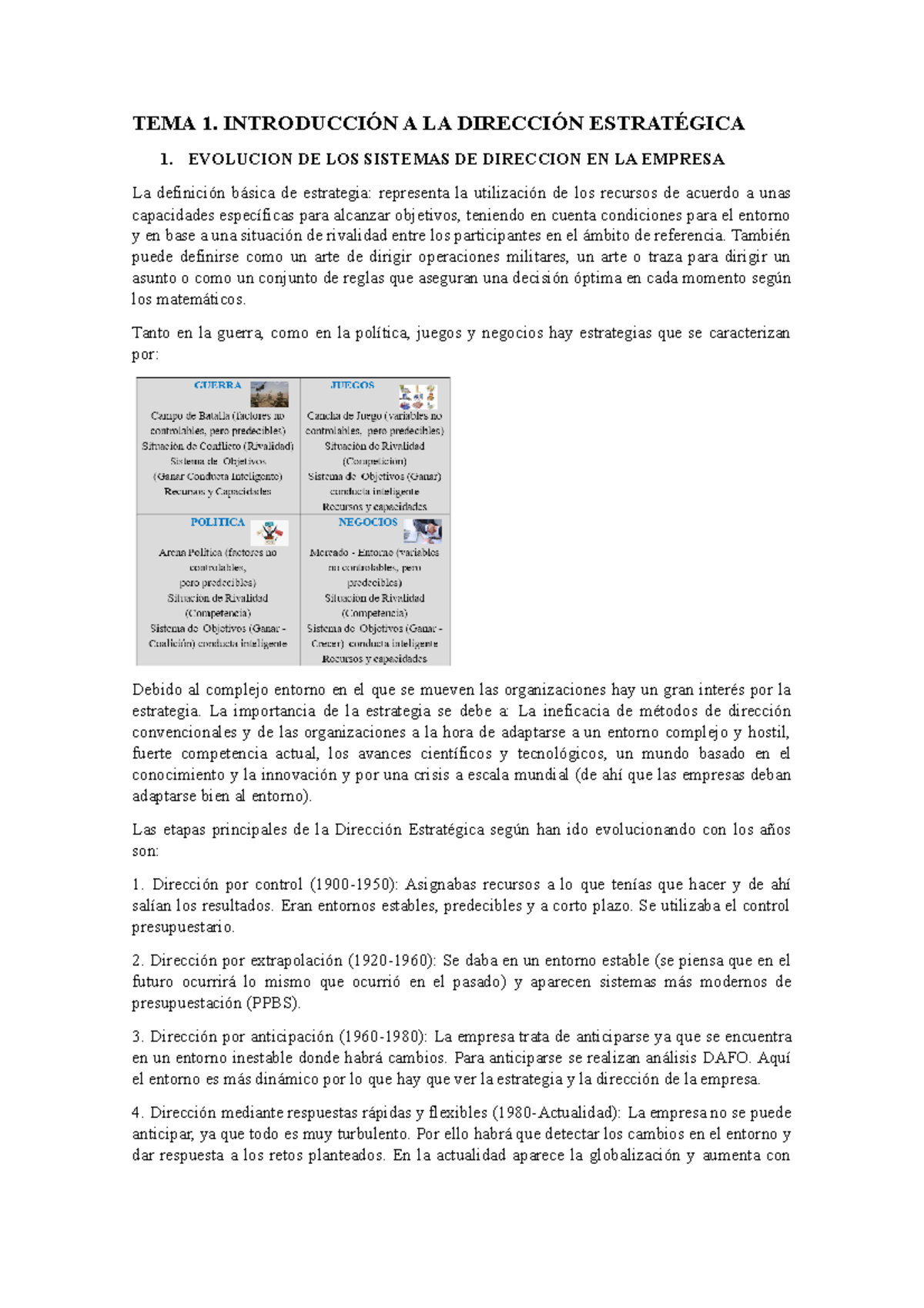 Tema 1. Introduccion a la direccion estrategica - TEMA 1. INTRODUCCIÓN A LA DIRECCIÓN ...