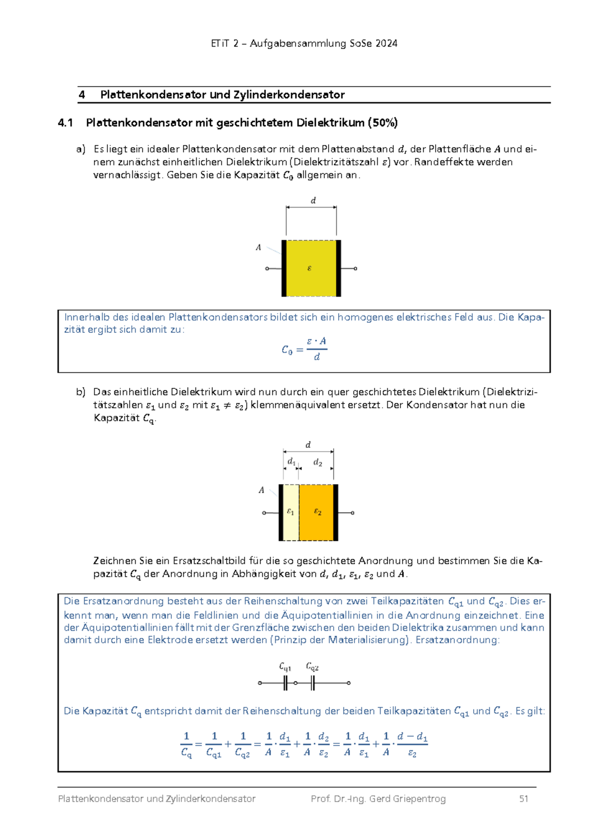 2024-04-11 ETi T 2 ML Übung 04 - 4 Plattenkondensator und Zylinderkondensator 4 ...