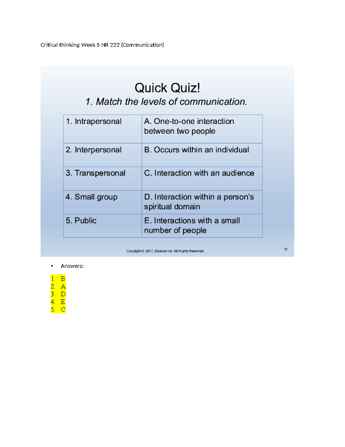 Week 5 NR 222 - assignments - Critical thinking Week 5 NR 222 ...