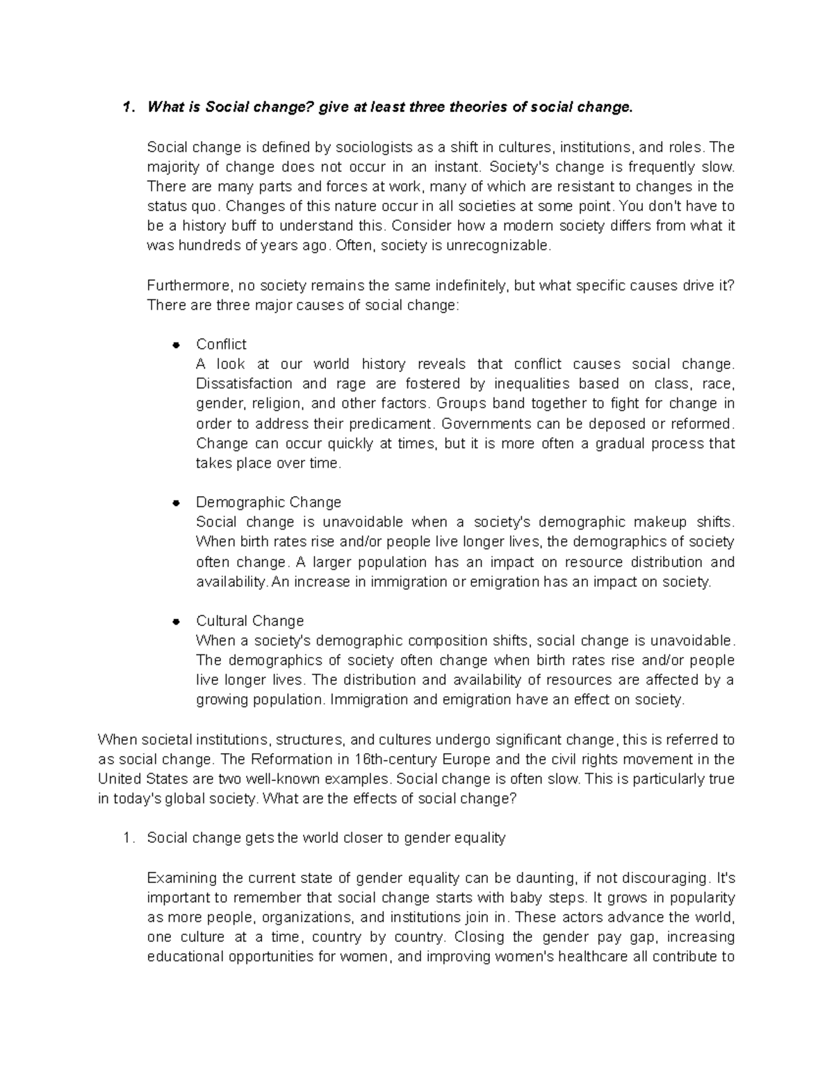 FILE - 1. What is Social change? give at least three theories of social ...