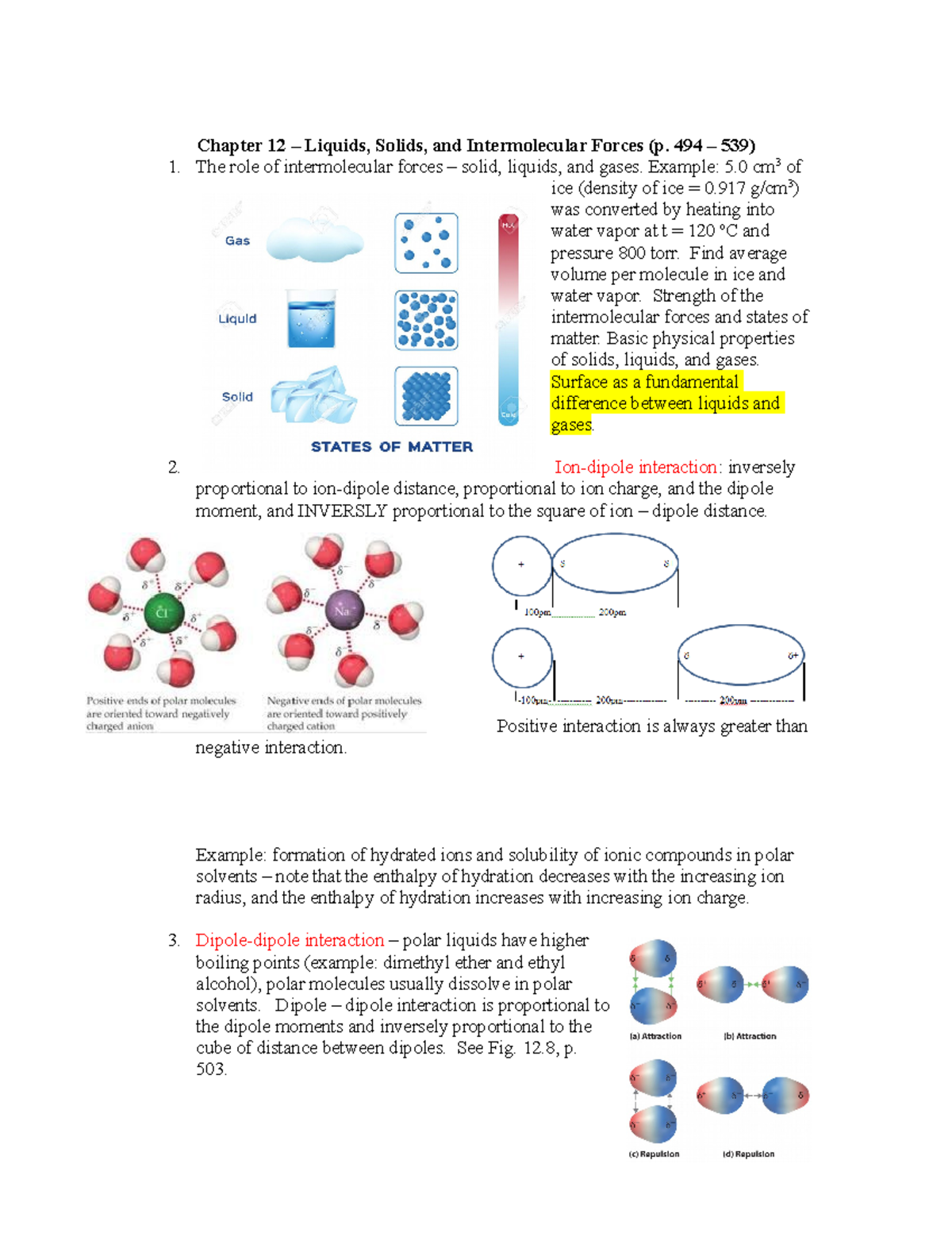 CY106 Ch 12 - Summary General Chemistry Ii - Chapter 12 – Liquids ...
