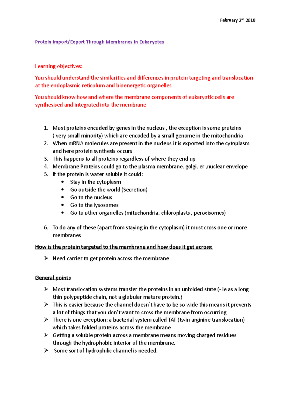 Protein Import:Export Through Membranes In Eukaryotes - Protein Import ...