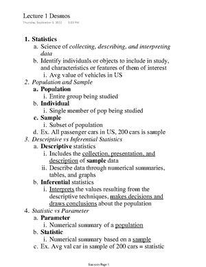 Lecture 2 Desmos - Two Methods of Data Collection After research question, collect data to ...