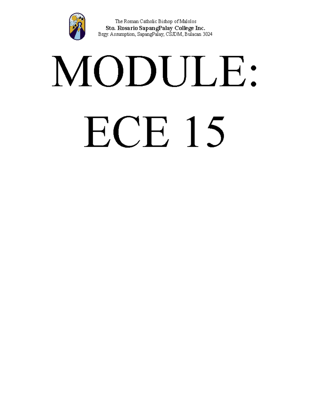 Module 15 - lecture notes for ece 15 - Sto. Rosario SapangPalay College ...