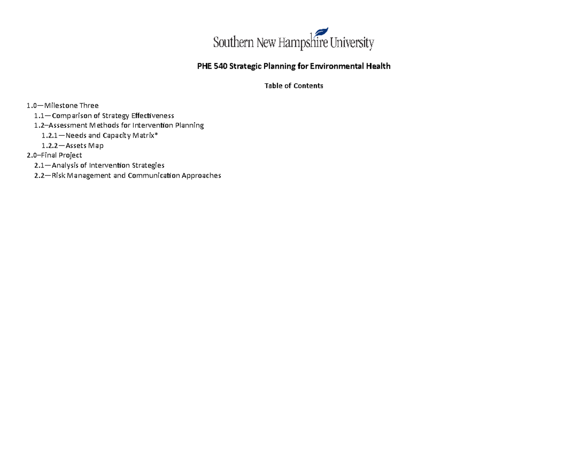 7-2 PHE 540 Strategic Planning for Environmental Health Template - PHE ...