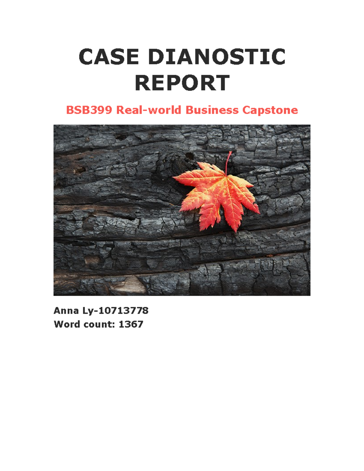 Case Dianostic report - CASE DIANOSTIC REPORT BSB399 Real-world ...
