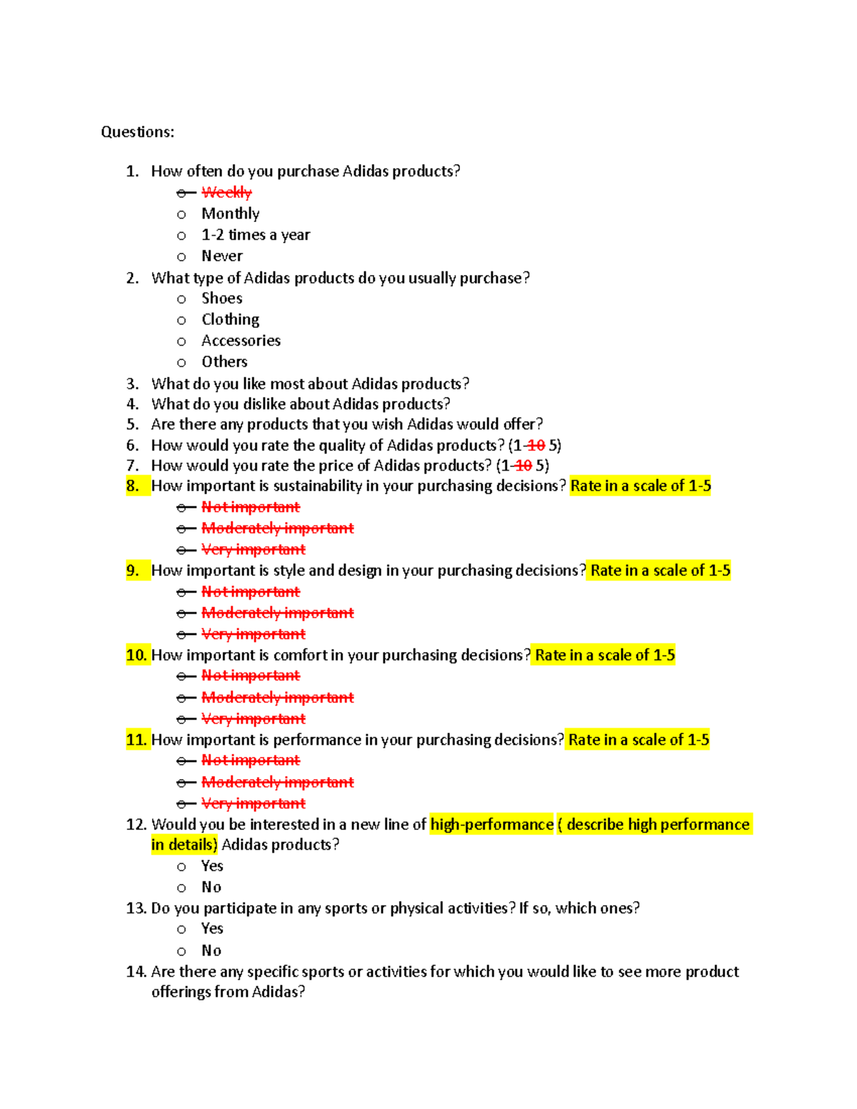 Addidas - Easy to learn - Questions: How often do you purchase Adidas ...