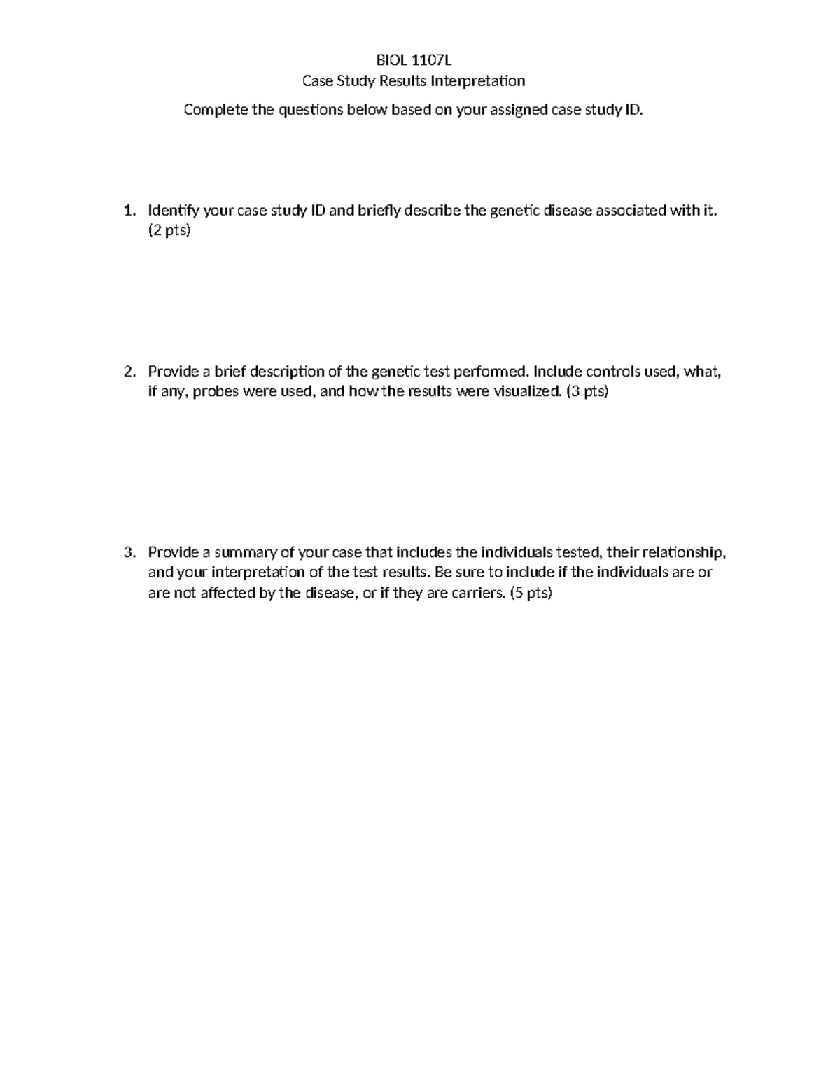 BIOL 1107L Case Study Results - BIOL 1107L Case Study Results ...