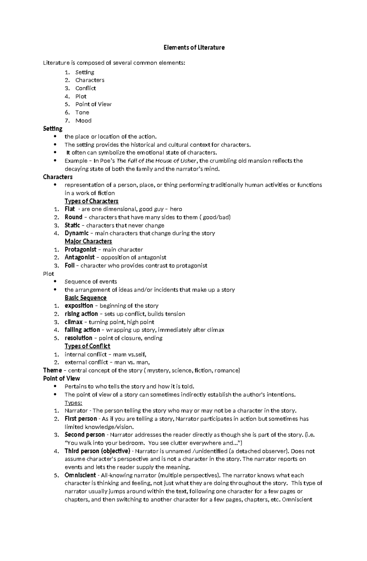 Elements of Literature lecture - Elements of Literature Literature is ...