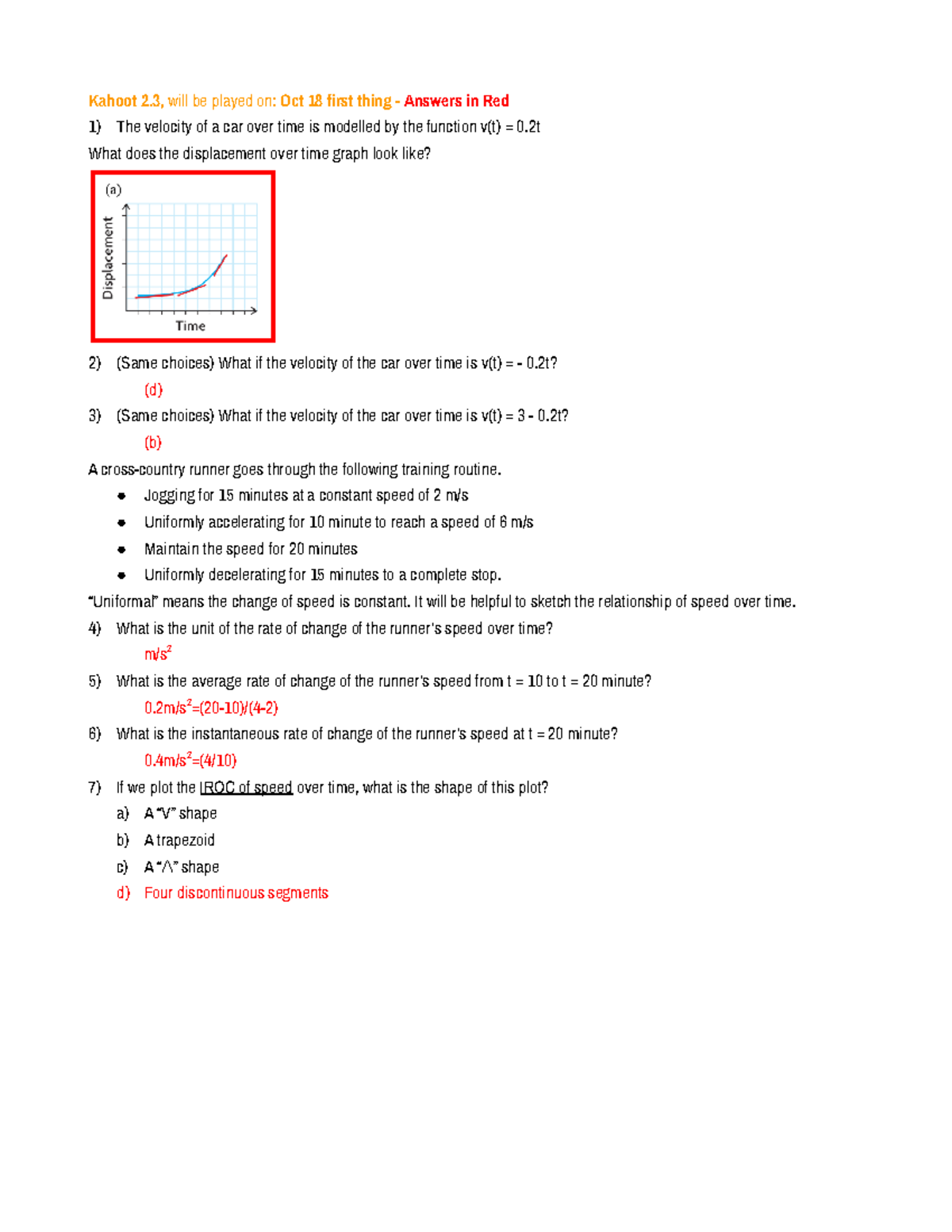 MHF4U - Kahoot 2.3 Mr.Lee Answers - Kahoot 2, will be played on: Oct 18 ...