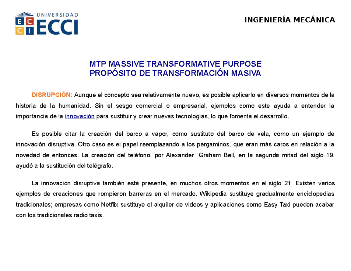 Introducción MTP - VSDFEFGBGDFGB - MTP MASSIVE TRANSFORMATIVE PURPOSE PROPÓSITO DE ...