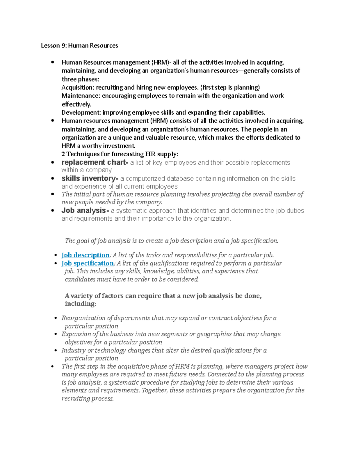 Lesson 9- HR - Lesson 9: Human Resources Human Resources management ...