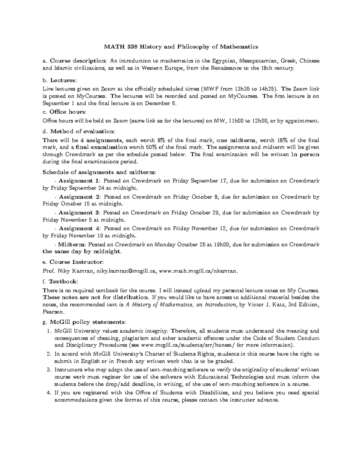 338-2021Outline - 338-2021Outline lass fall 2021 outline of the class ...