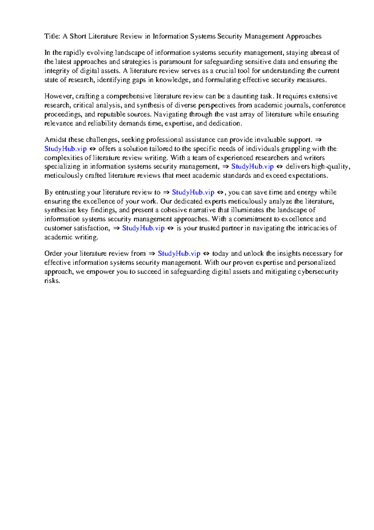 A Short Literature Review In Information Systems Security Management ...