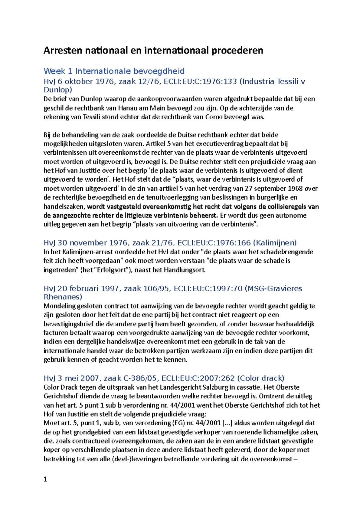 Arresten nationaal en internationaal procederen - Op de achterzijde van ...