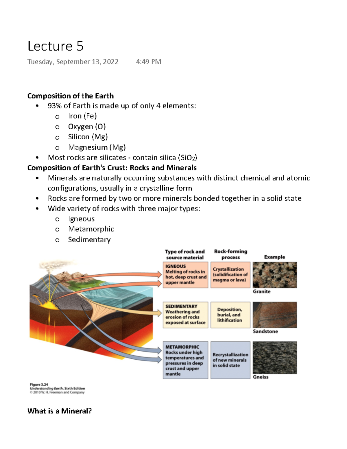 Lecture 5 - minerals - Composition of the Earth 93% of Earth is made up ...