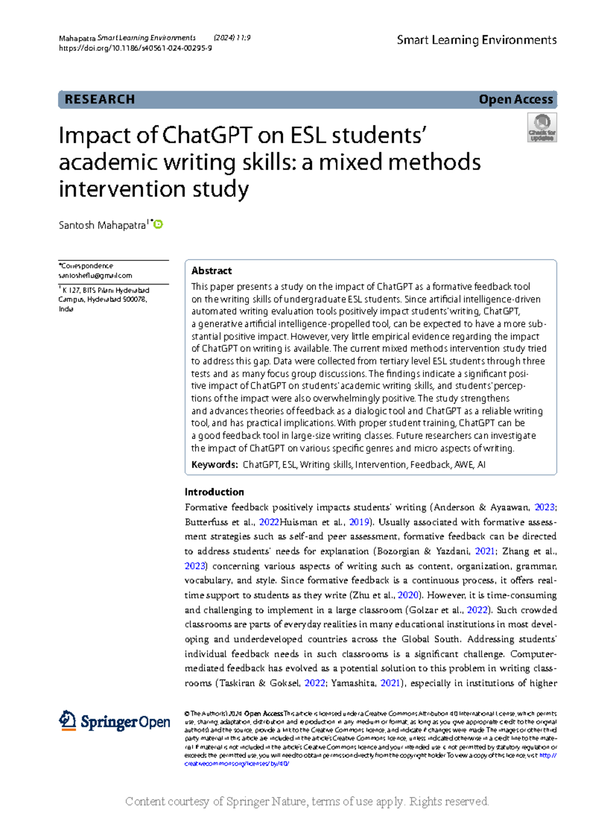 Impact of Chat GPT on ESL students academic writin - Impact of ChatGPT ...