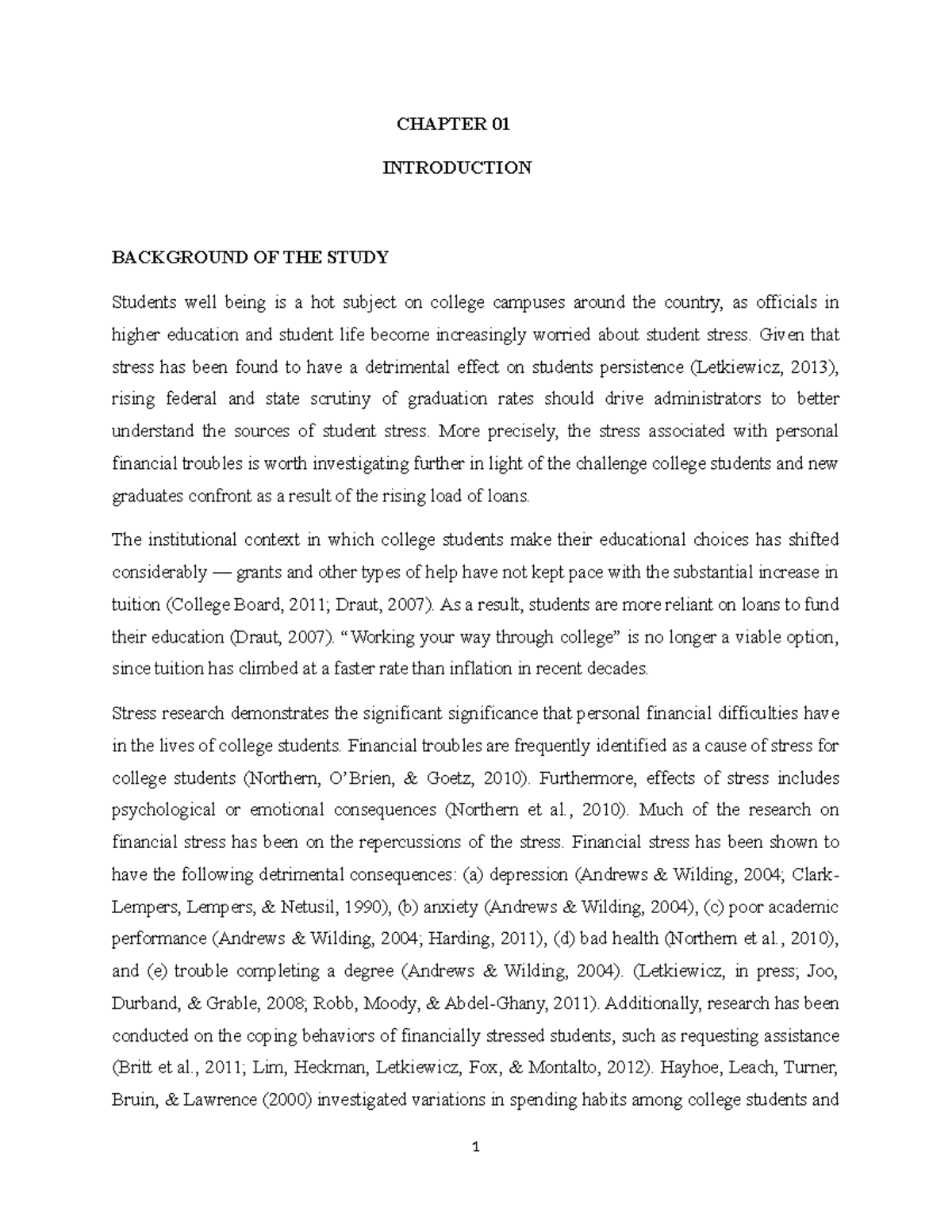 Researches of psychology - CHAPTER 01 INTRODUCTION BACKGROUND OF THE ...