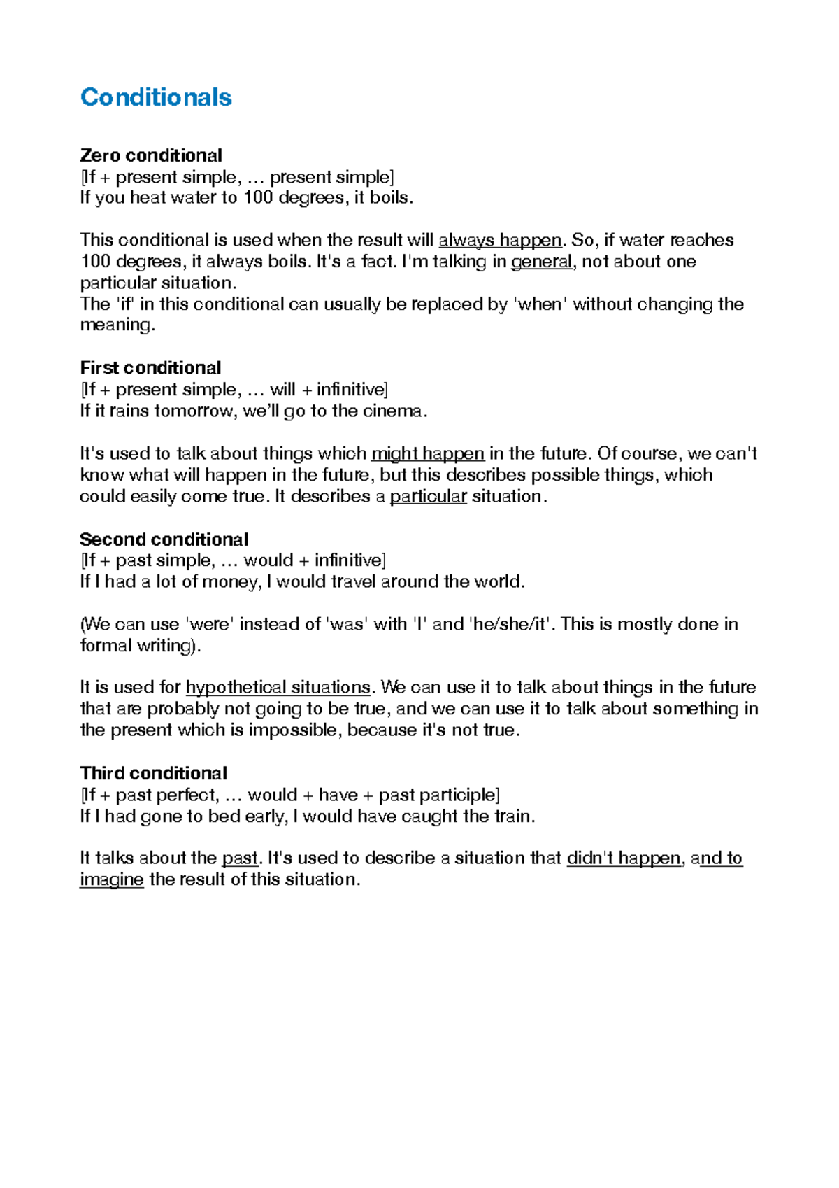 Conditionals - ... - Conditionals Zero conditional [If + present simple, ... present simple] If ...