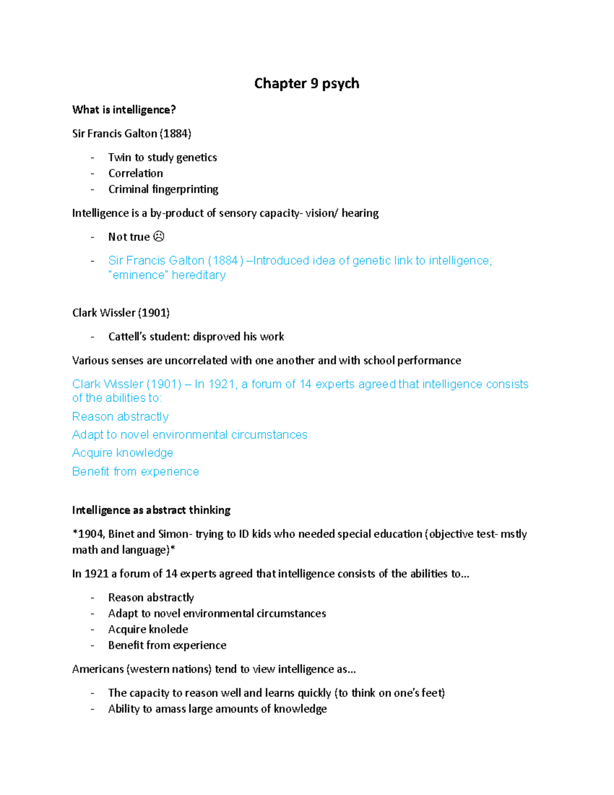 Chapter 9 psych - Chapter 9 psych What is intelligence? Sir Francis ...