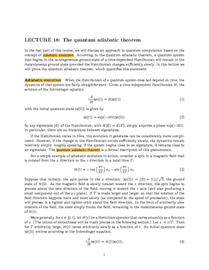 LECTURE 20: An example of the success of adiabatic optimization ...