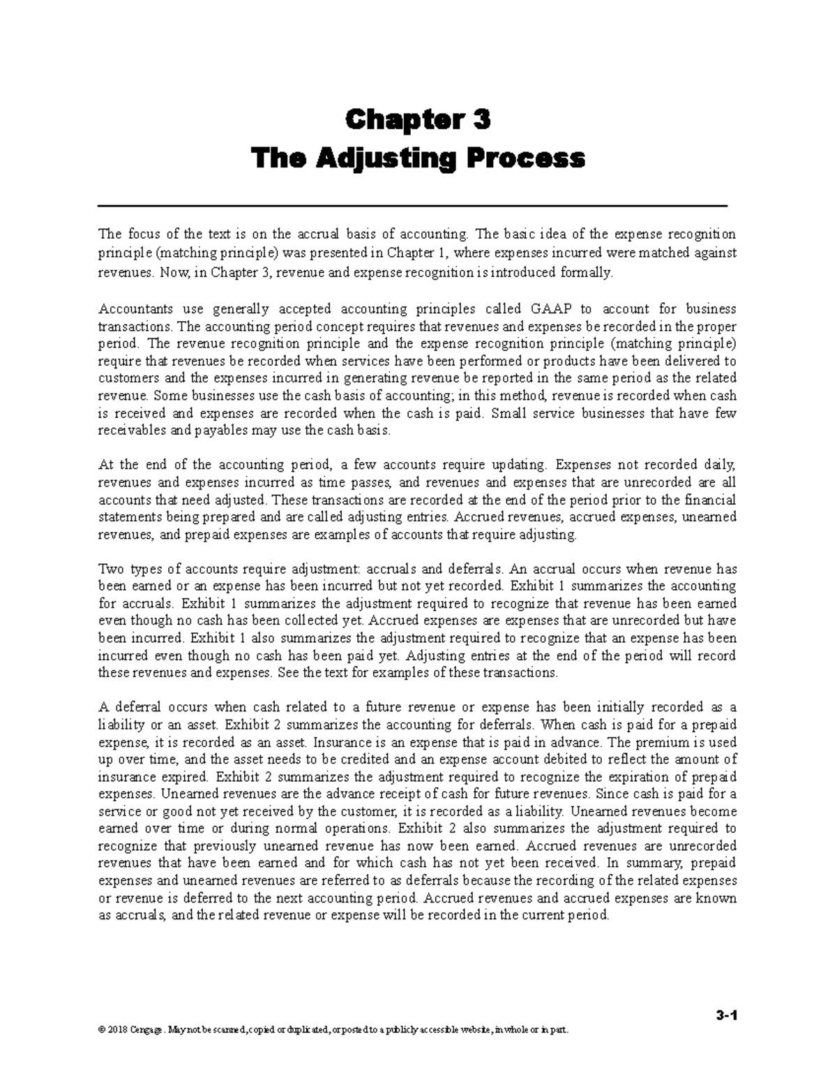 Accounting Chapter 3 Notes - Chapter 3 The Adjusting Process The focus ...