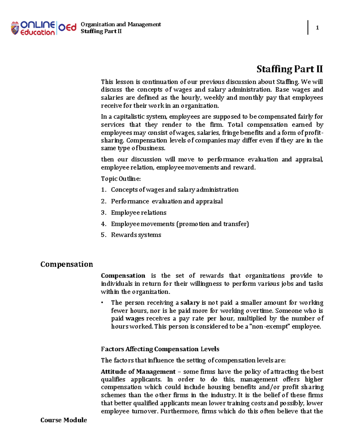 Week012 Staffing 2 - lecture - Organization and Management Staffing ...