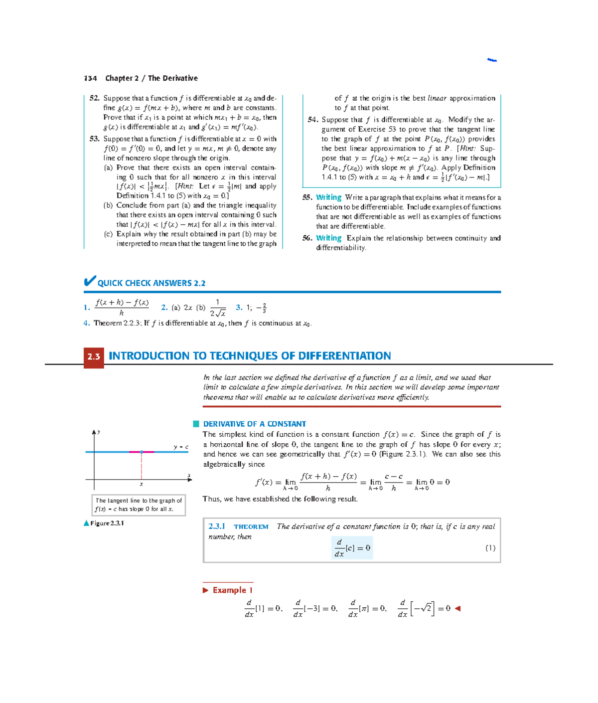 MATH CH2-3 - math work - 134 Chapter 2 / The Derivative 52. Suppose ...