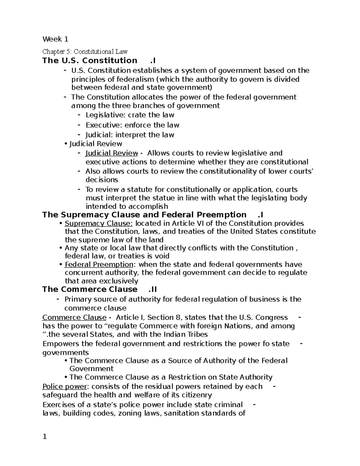 Chapter 5 - Chapter 5: Constitutional Law The U. Constitution. I - U ...
