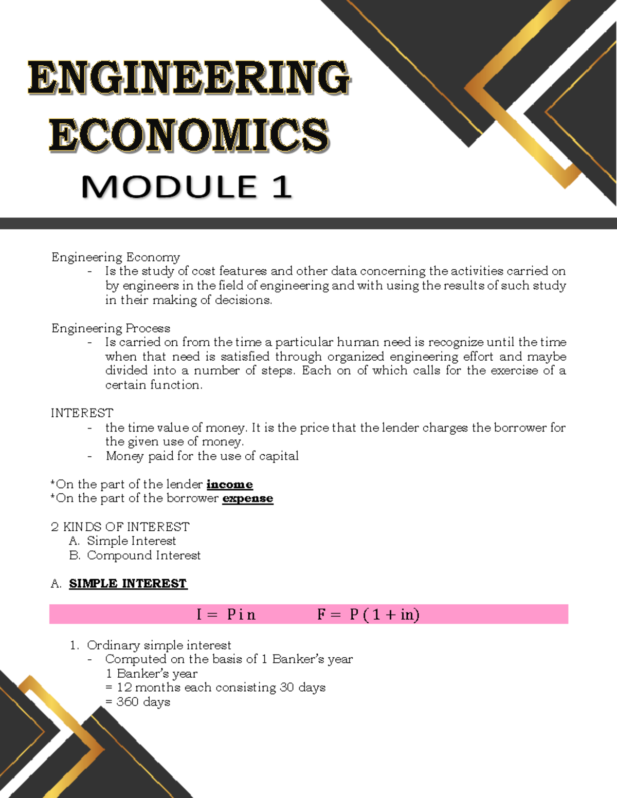 Module 1 - to give information - ENGINEERING ECONOMICS Engineering ...