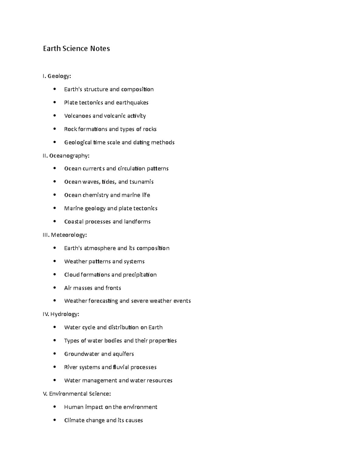 Earth Science Notes 1 - Geology: Earth's structure and composition ...