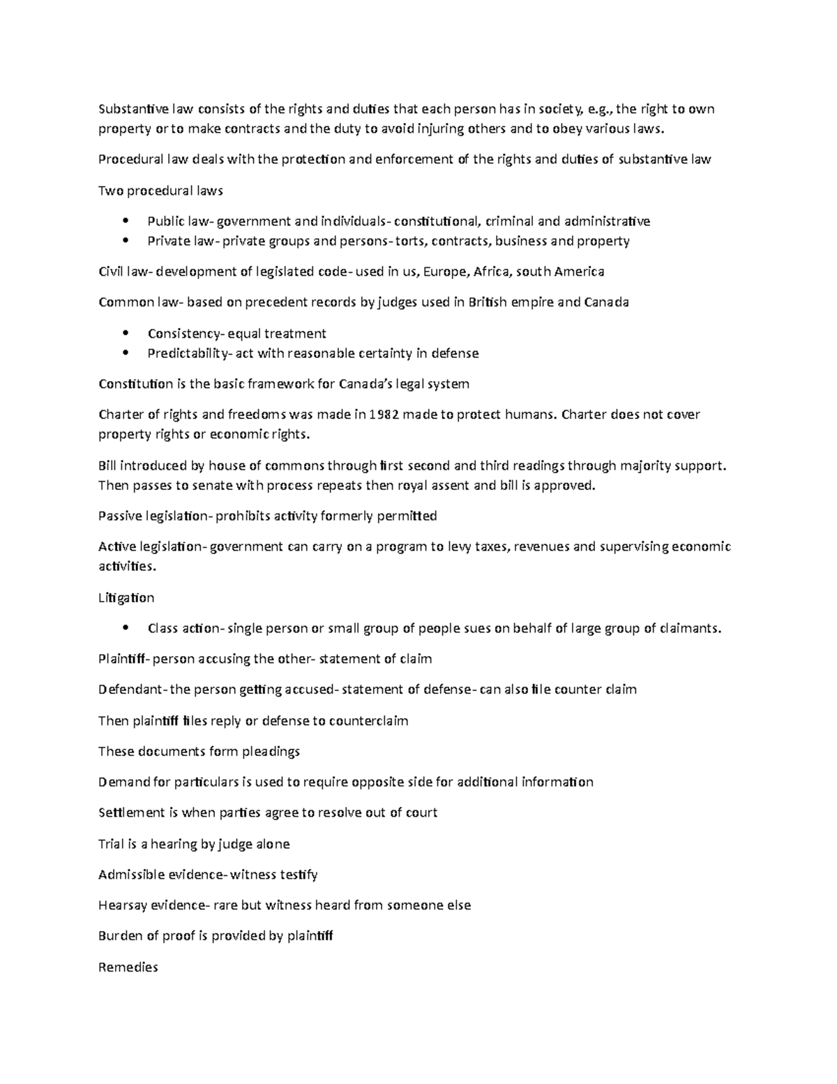 Blaw study notes torts and contract law short notes - Substantive law ...