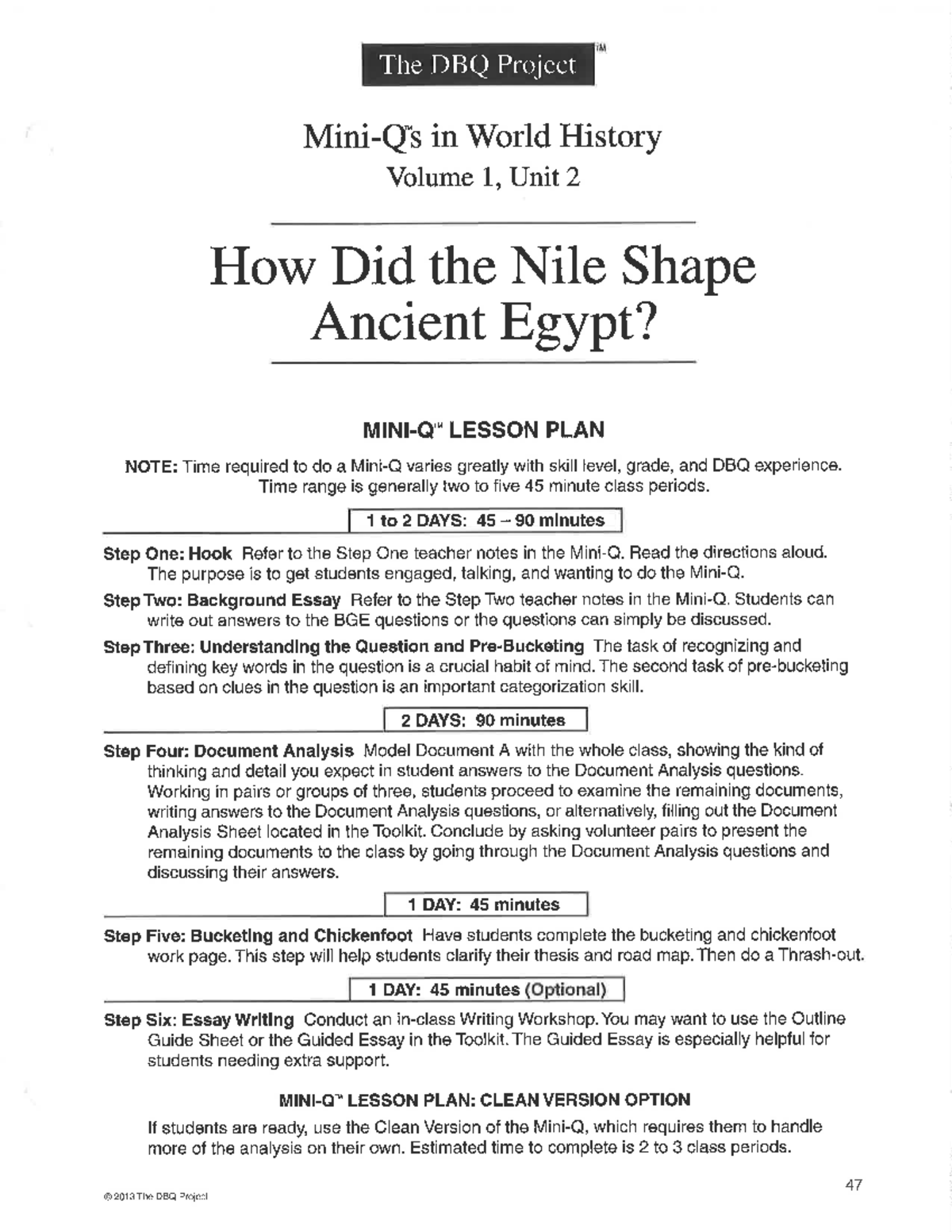 Unit 02 Egypt The Nile - Nile - The DBQ Project . in World History ...