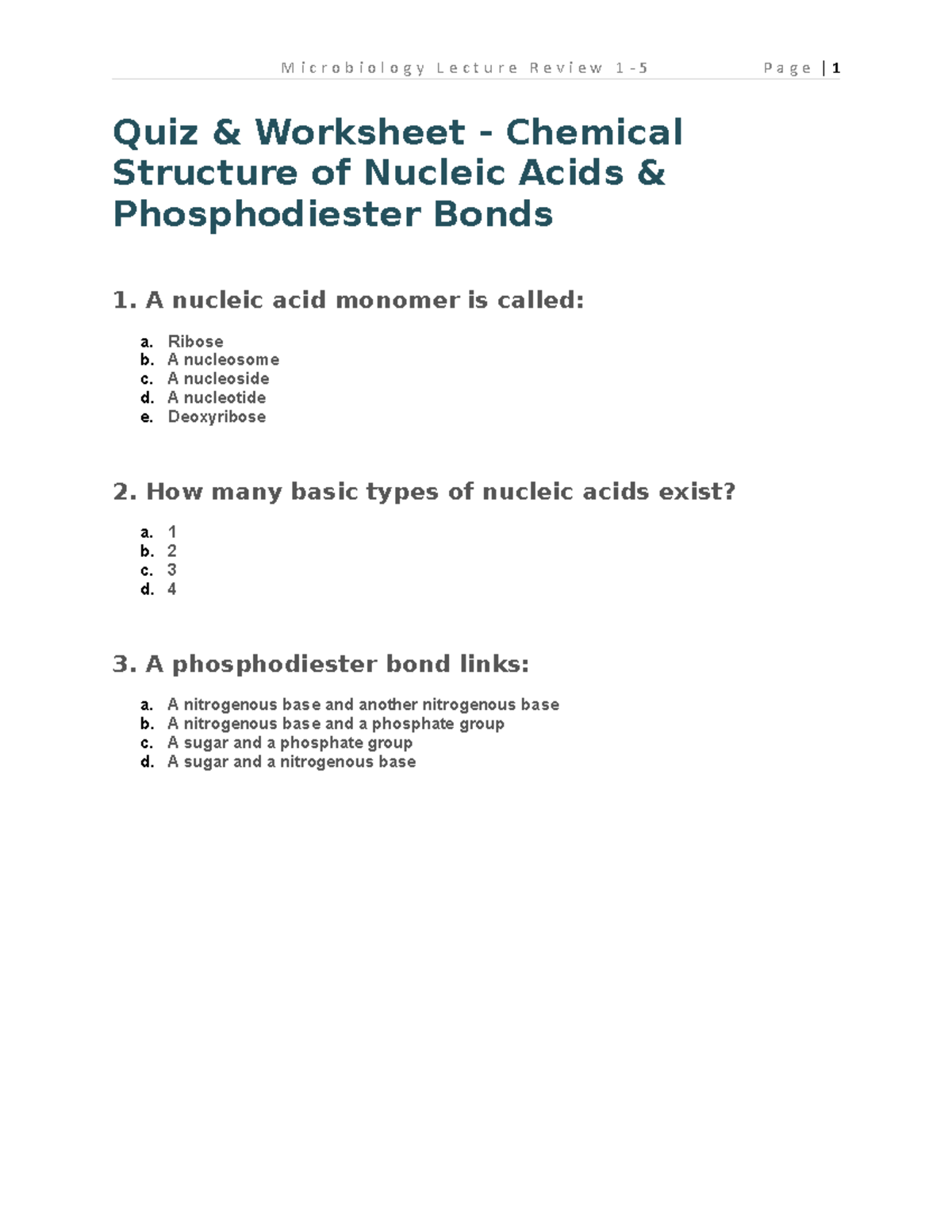 Chapt 1 - 5 Review Quiz - Notes - Quiz & Worksheet - Chemical Structure ...