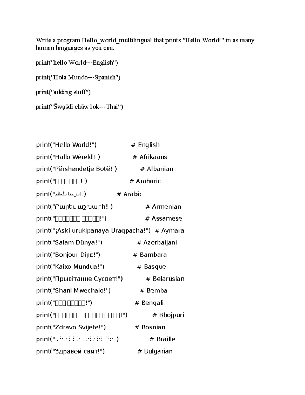 Pyton - coding in phyton - Write a program Hello_world_multilingual ...