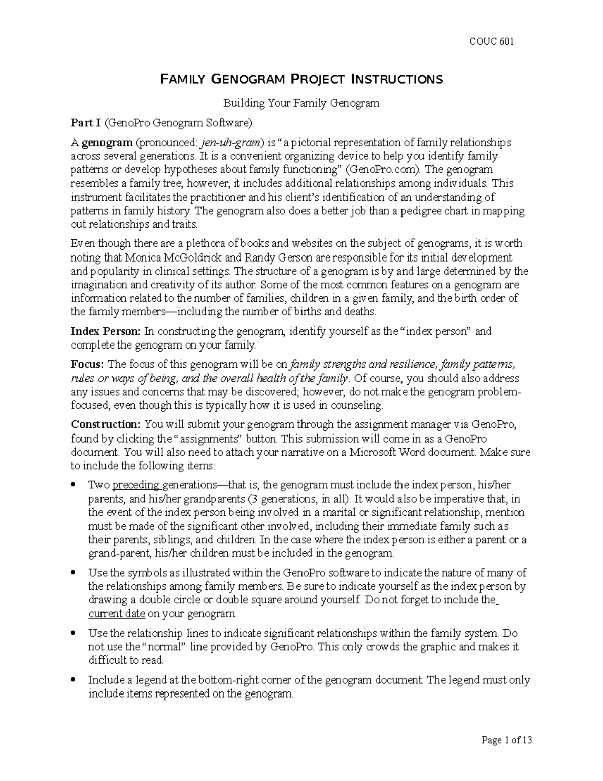 Family Genogram Project Instructions - FAMILY GENOGRAM PROJECT ...