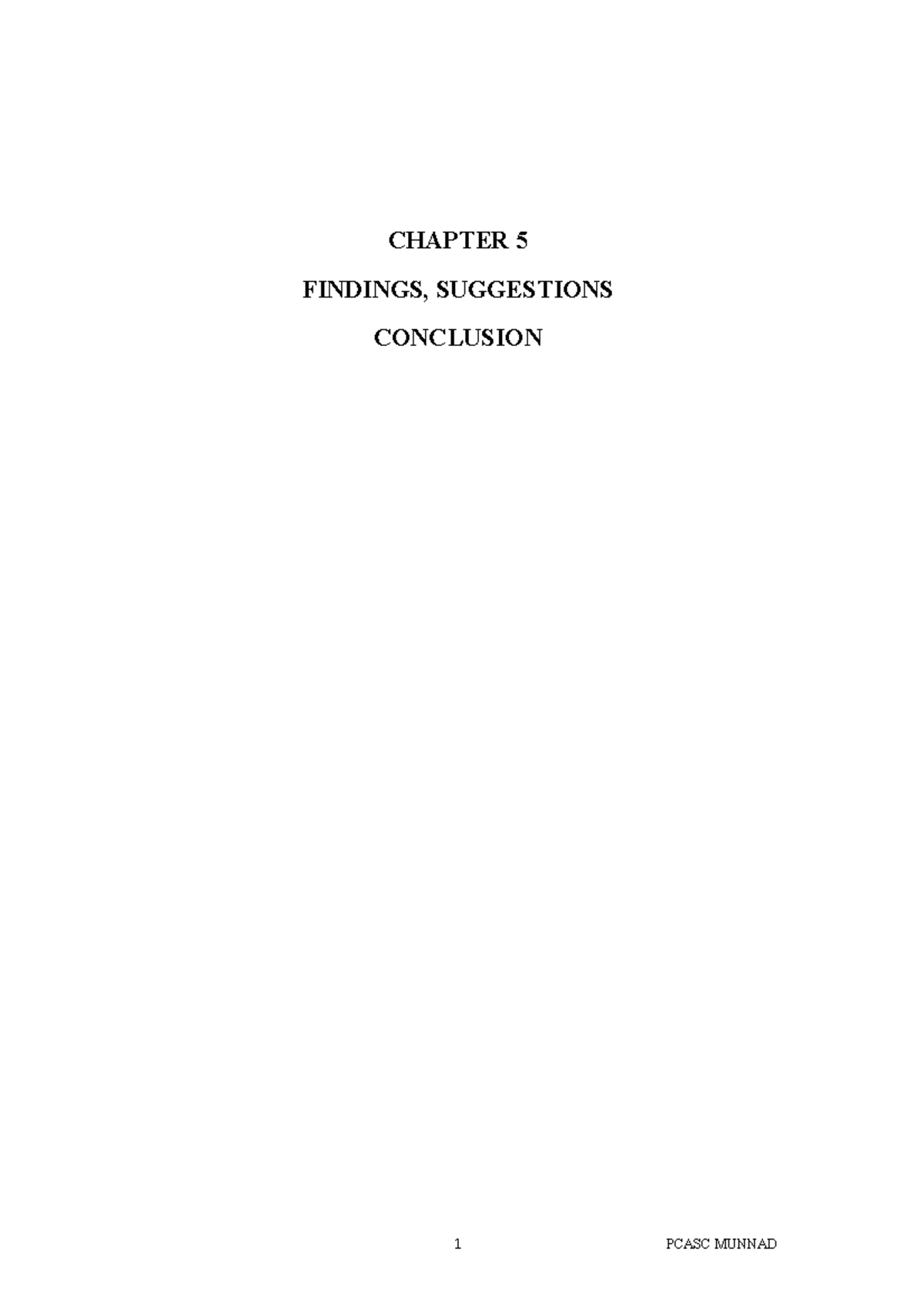 Chapter 5 Findings - Lecture notes 3 - CHAPTER 5 FINDINGS, SUGGESTIONS ...