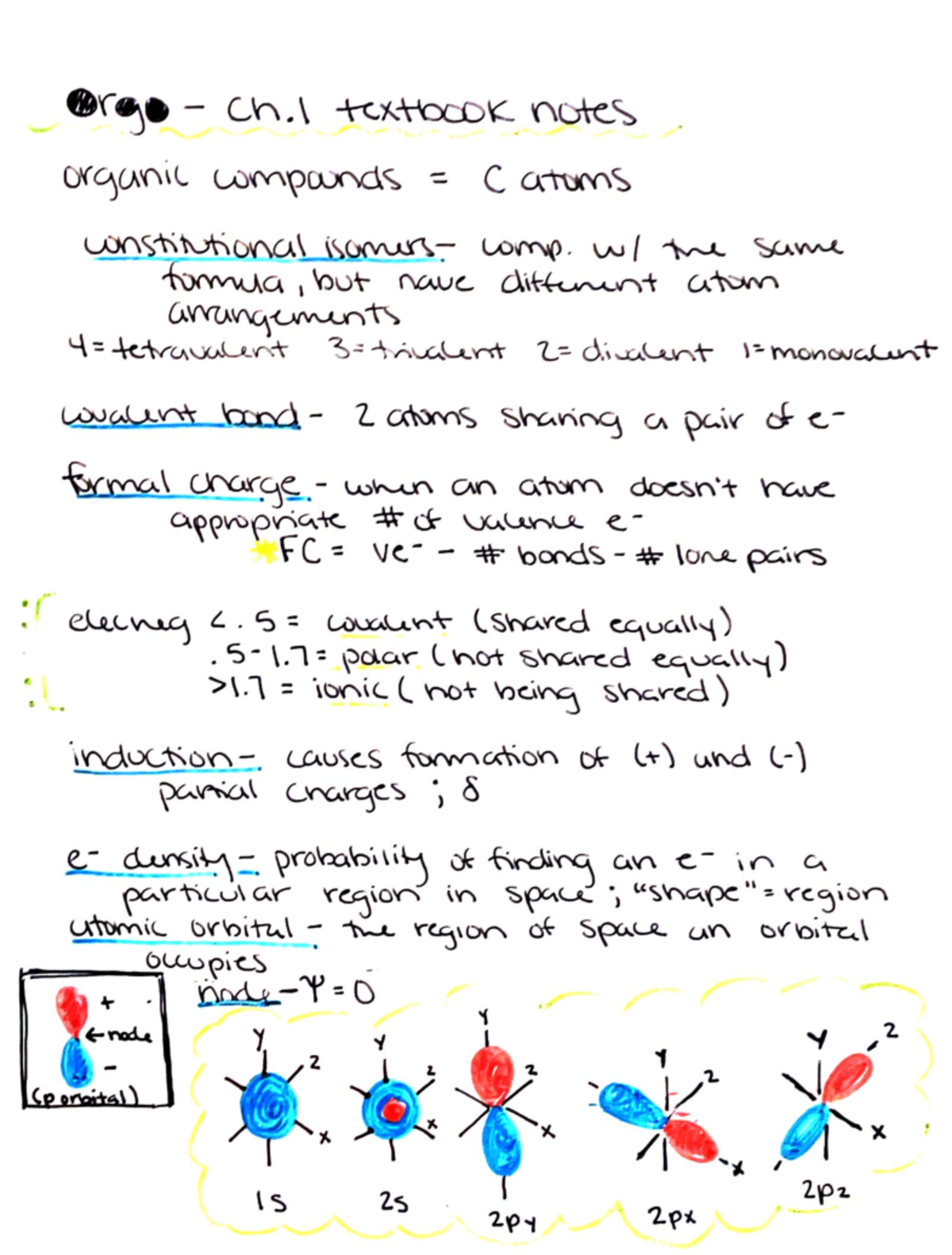 ORGO Ch.1 (textbook notes) - ch. I textbook notes organic compounds C ...