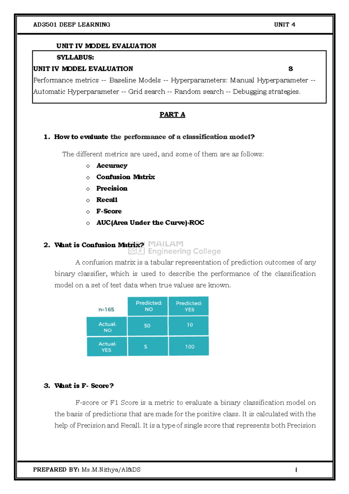 AD3501 DL UNIT 4 - deep learning unit 4 notes - UNIT IV MODEL ...