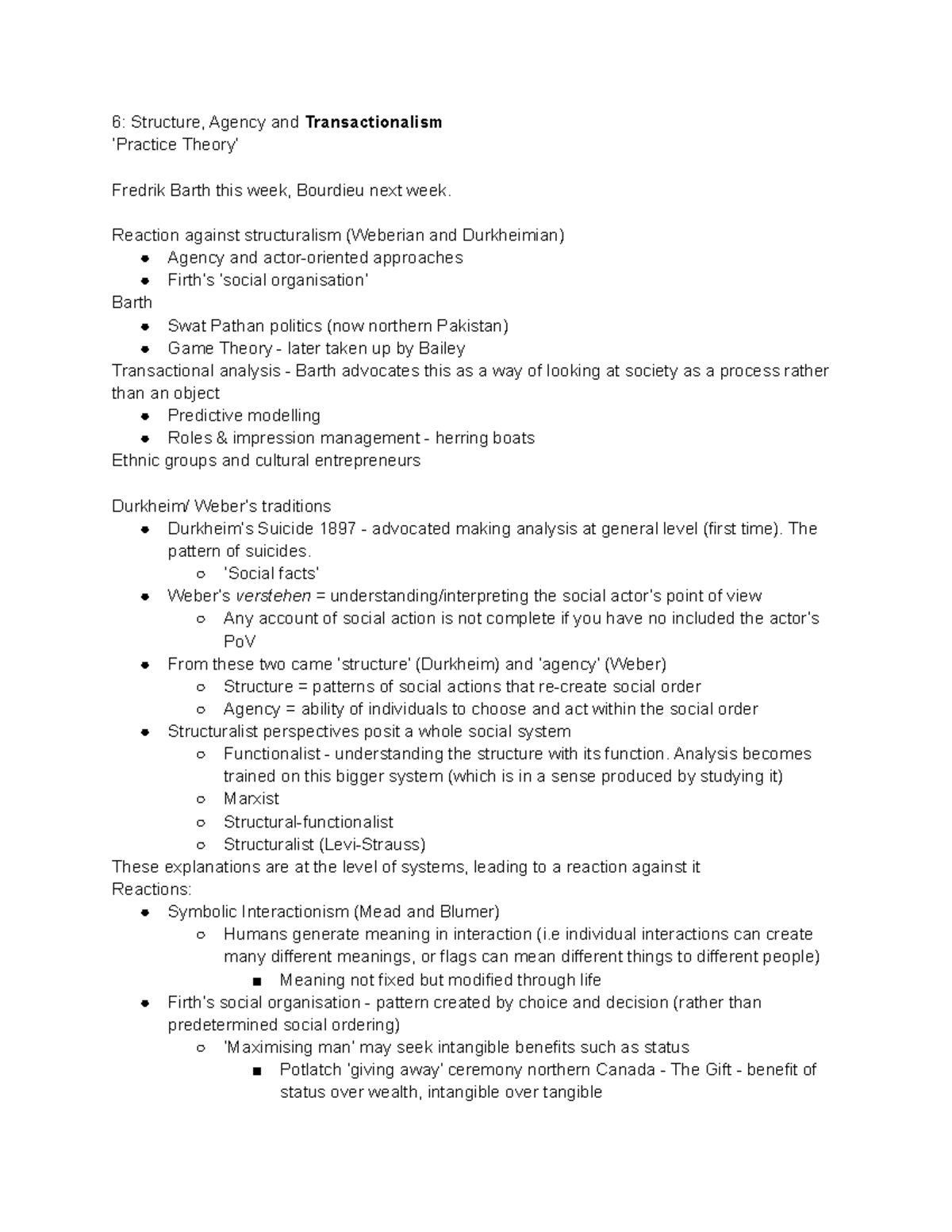 7 Structure, Agency and Transactionalism - 6: Structure, Agency and ...