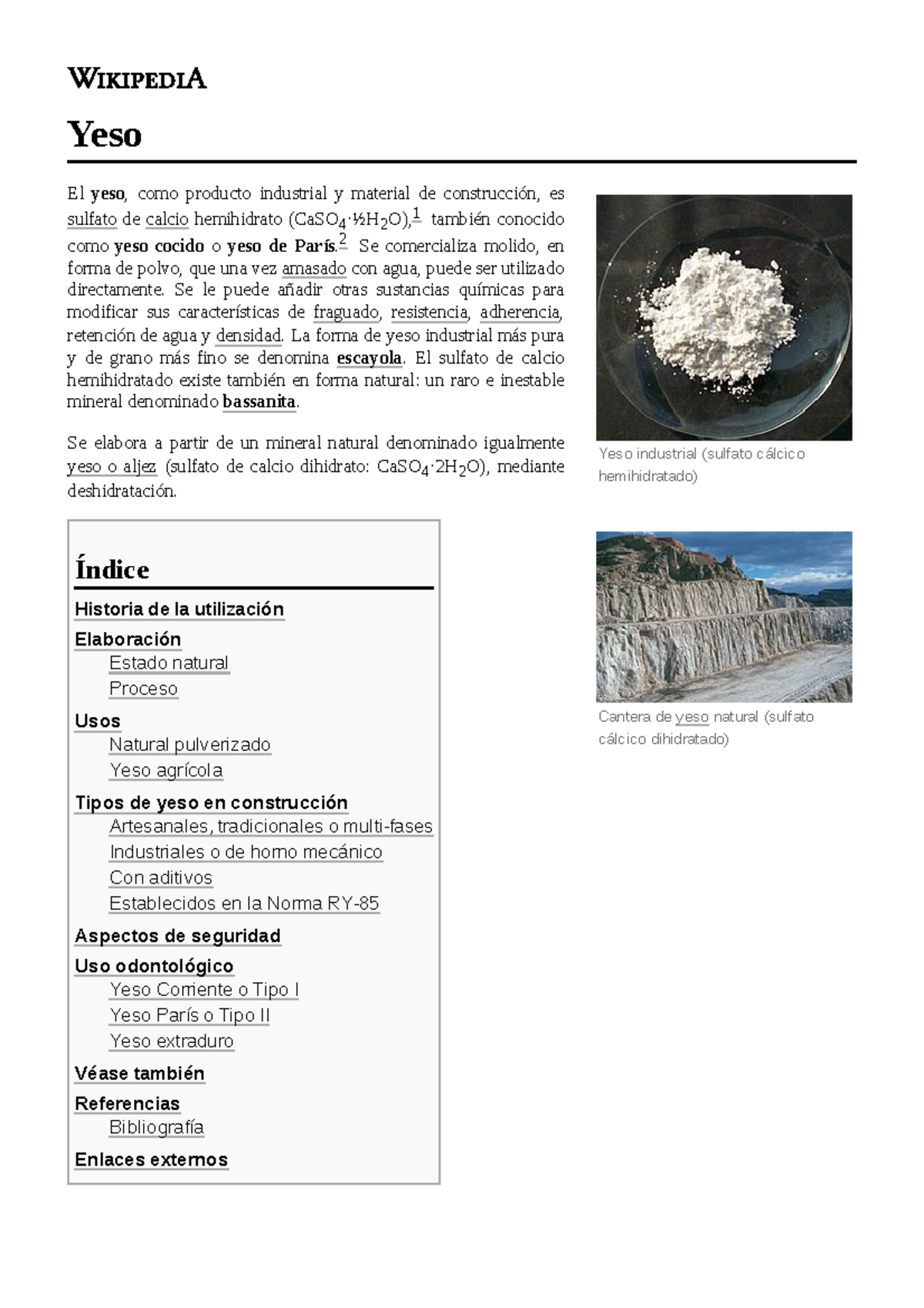 Yeso - Minerales - Yeso industrial (sulfato cálcico hemihidratado ...