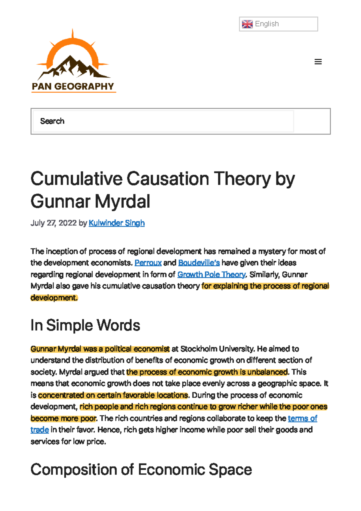 Cumulative Causation Theory by Gunnar Myrdal - Cumulative Causation Theory by Gunnar Myrdal July ...