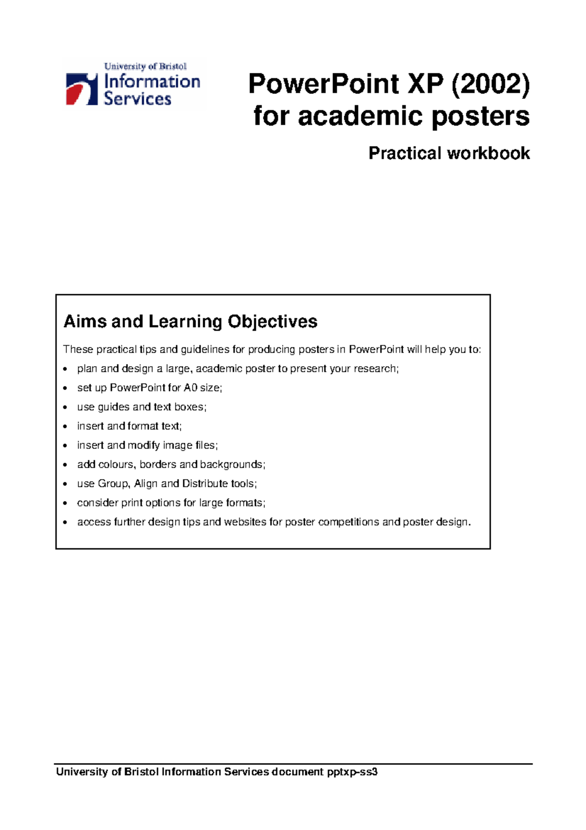 Guideline for posters - lecture notes - University of Bristol ...