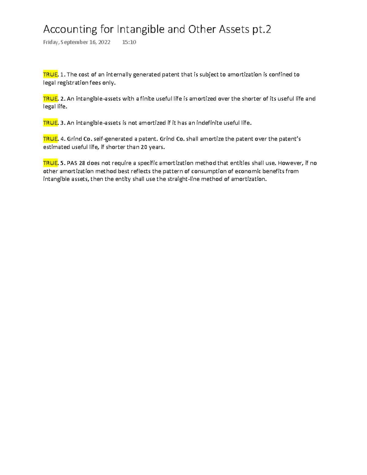 Accounting for intangible assets t or f - TRUE. 1. The cost of an ...