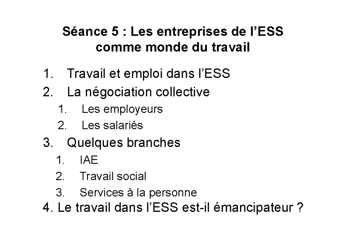 ESS - Séance 5 - L3 AES - résumé - Séance 5 : Les entreprises de l’ESS ...